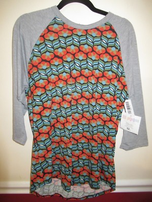 Lularoe Randy T, XL, Retro Floral Print with Light Gray Sleeves NWT | eBay