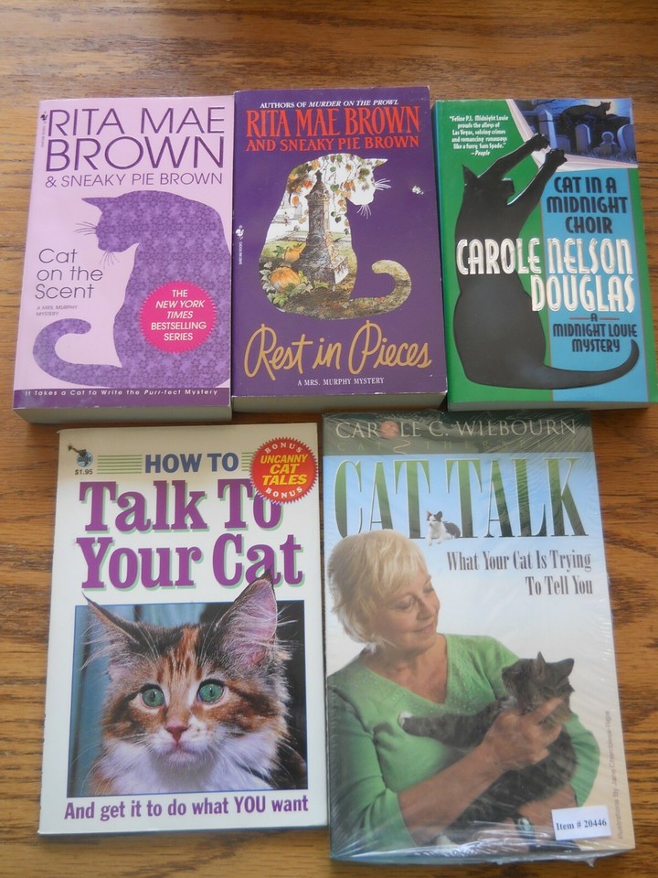 LOT 5 BOOKS CAROLE NELSON DOUGLAS, CAT TALK, TALK TO YOUR CAT, RITA MAE ...