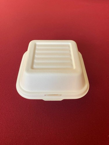 100% Compostable Natural Fiber Food Container Togo Box 6x6 Hamburger ...