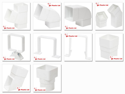 Polypipe 65mm Square Rain Water Gutter Down Pipe Fittings in White ...