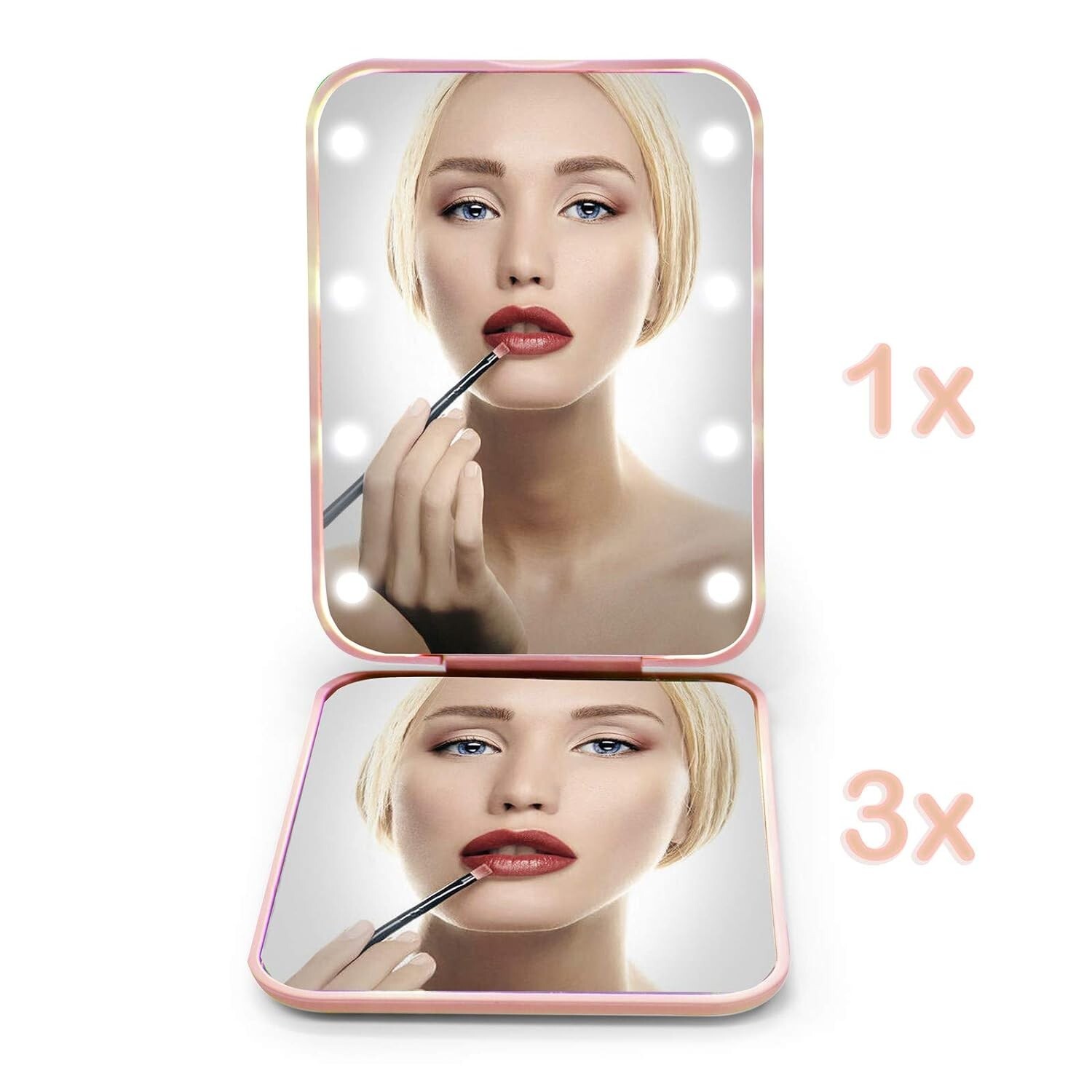 Kintion Pocket Mirror, 1X/3X Magnification LED Compact Travel Makeup ...