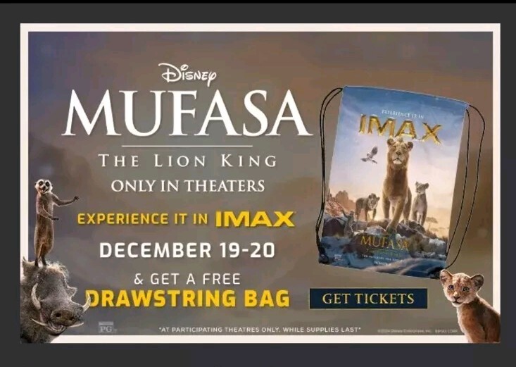 Mufasa The Lion King (2024) IMAX Drawstring Backpack | eBay