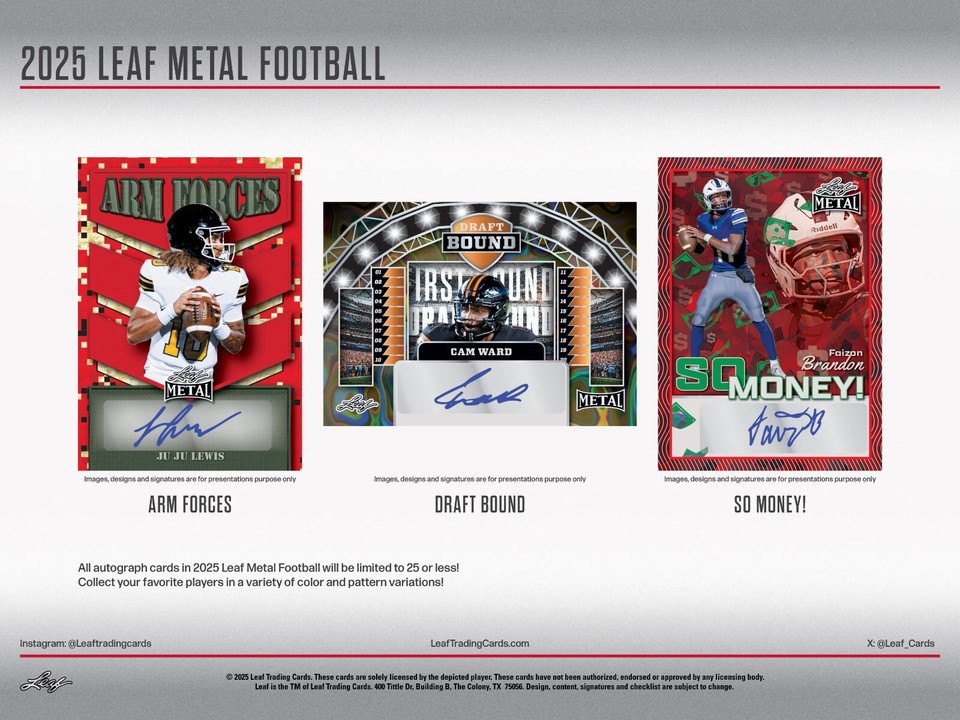 Maverick McIvor 2025 Leaf METAL FOOTBALL 2 Case (20 Box) Player Break ...