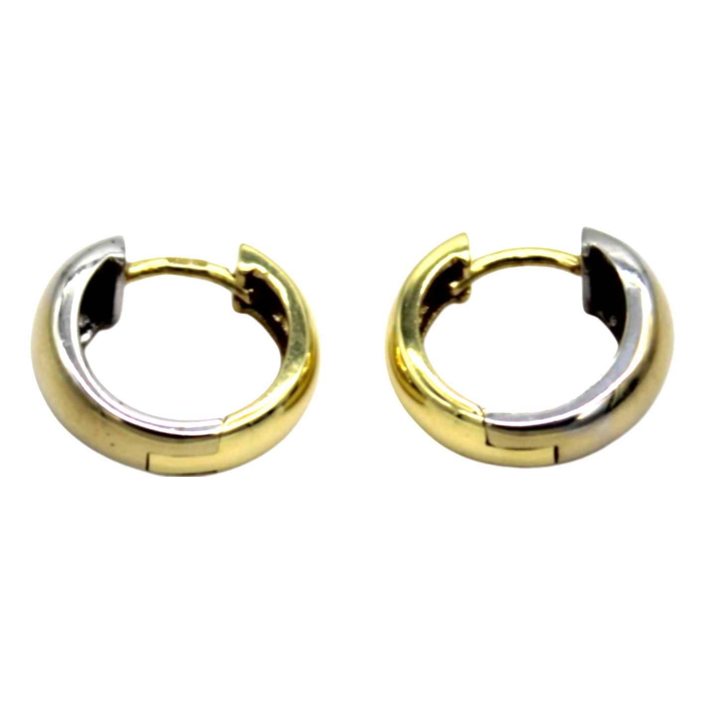 14k White / Yellow Gold Two Tone Split 4mm Mini Hoop Earrings - 14mm | eBay