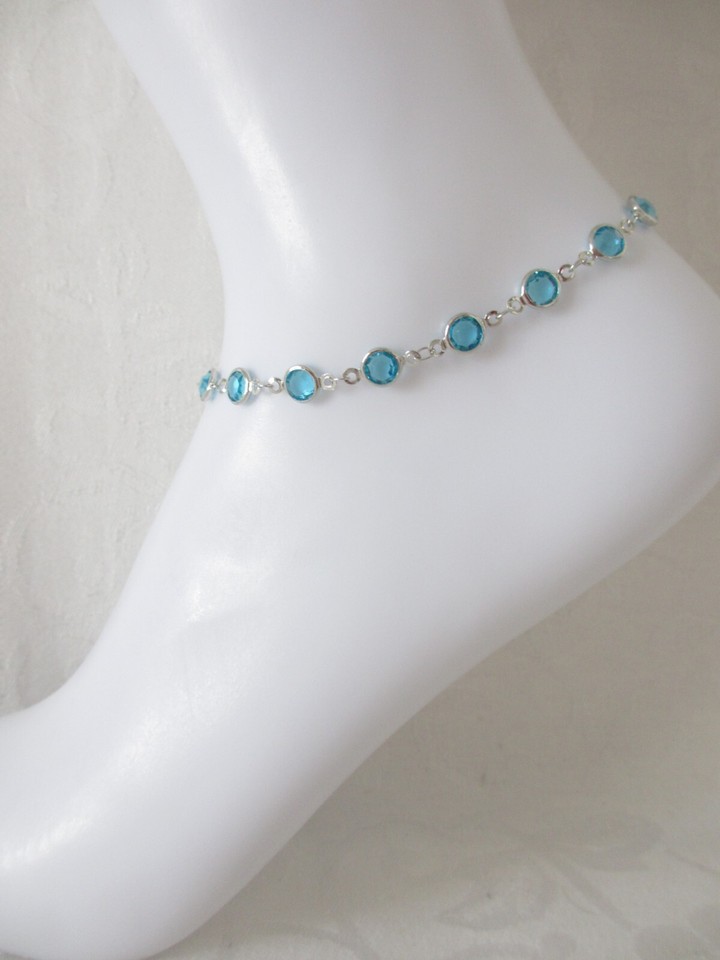 Crystal Anklet Gem Ankle Bracelet Colorful Sparkle Silver Gold Festival ...