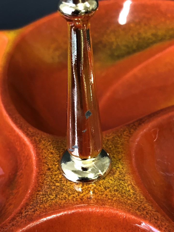 Vintage Drip Glaze Haeger 8110-H Orange Ceramic Relish Divided Tray ...