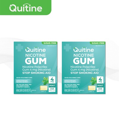 Quitine Nicotine Gum 4mg Traditional Mint 480 Pieces 2 bulk boxes | eBay