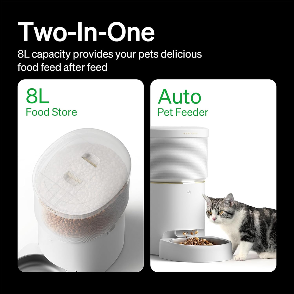 Vacuum-Sealed Automatic Cat Feeders, 8L/34Cups Automatic Dog Feeder ...