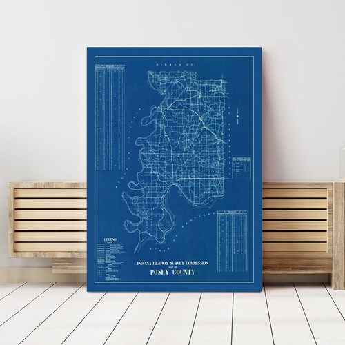 Old Map of Posey County, IN 1936 - Vintage Indiana Art | eBay
