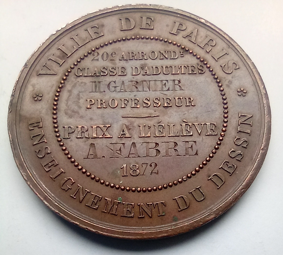1872 DRAWING SCHOOL AWARD FRENCH MARIANNE BRONZE MEDAL | eBay