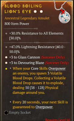 Diablo 4 Eternal 2GA Glass Cannon Devouring Blaze Amulet | eBay