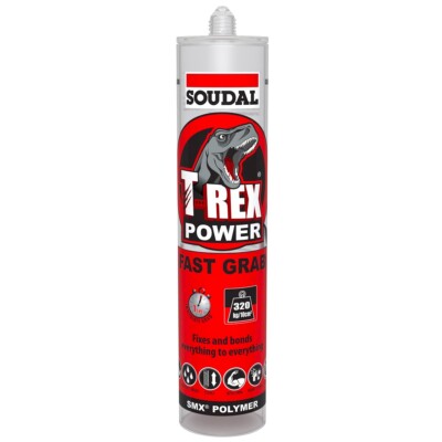 SOUDAL T-REX Power Fast Grab SMX Polymer Sealant Adhesive CLEAR ...