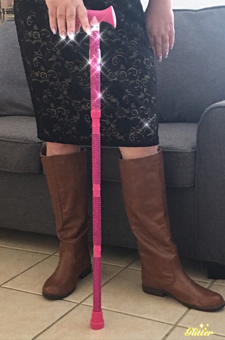 Sparkling Pink Cane. Adjustable. Does Not Fold. Diamanté. Must Have ...