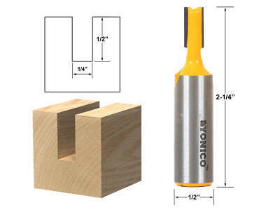 1/4" Diameter X 1/2" Height Straight Router Bit - 1/2" Shank - Yonico ...