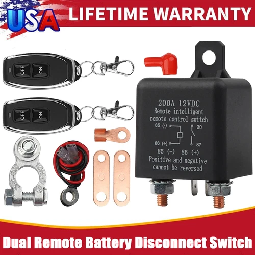Wireless Dual Remote Car Battery Disconnect Relay Master Kill Cut-off ...