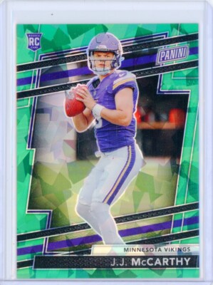 2024 Panini National Gold Packs J.J. McCARTHY Green Cracked Ice Prizm ...