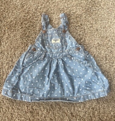 OshKosh B’Gosh Denim Overall Dress Polka Dots 12m | eBay