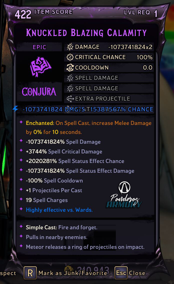 Tiny Tina's Wonderlands Lv.1 BLAZING CALAMITY SPELL (SHOCK) MODDED PS ...