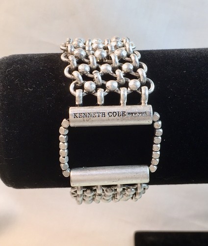 Pretty Kenneth Cole Silvertone Bead Chain Stretch Bracelet | eBay