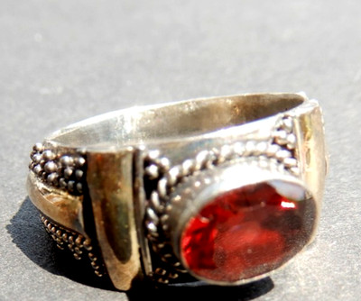 Vintage Sterling Silver Garnet Ring.Size 6.5. 4.9 Grams. | eBay