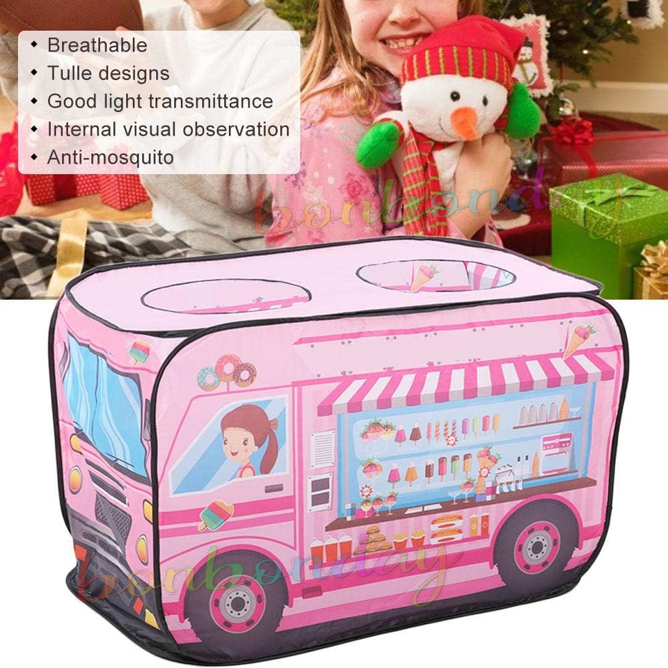 Pop up Playhouse Ice Cream Truck Tent Foldable Indoor Outdoor Playhouse ...
