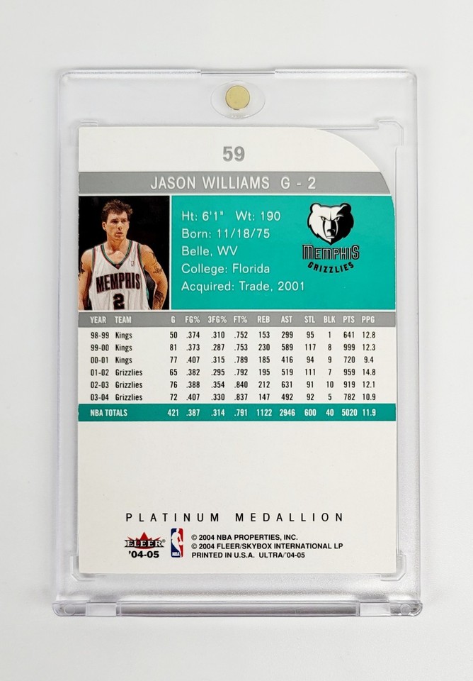 PLATINUM MEDALLION DIE-CUT 2004-05 Fleer Ultra JASON WILLIAMS MEMPHIS ...