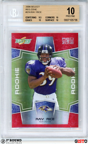 POP 1: Ray Rice RC BGS 10: 2008 Select Red Zone Pristine Rookie Card ...