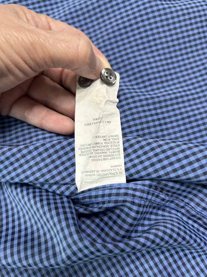Perry Ellis Blue Plaid Long Sleeve Mens XXL SLim FIt Stretch | eBay