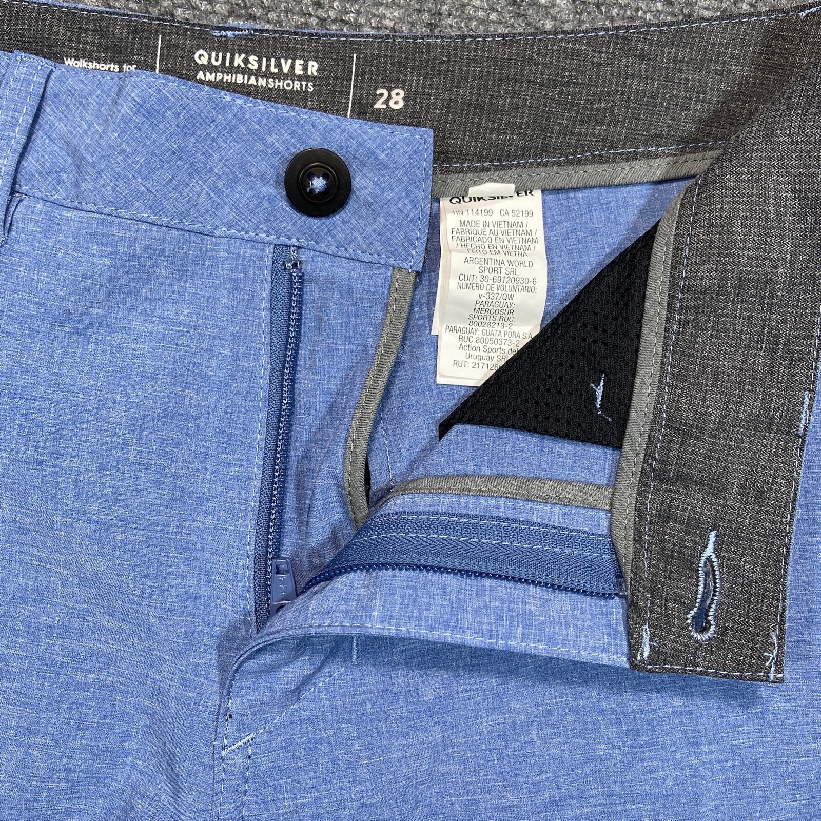 Quiksilver Shorts Men 28 Blue Chino Amphibian Rear Zi… - Gem