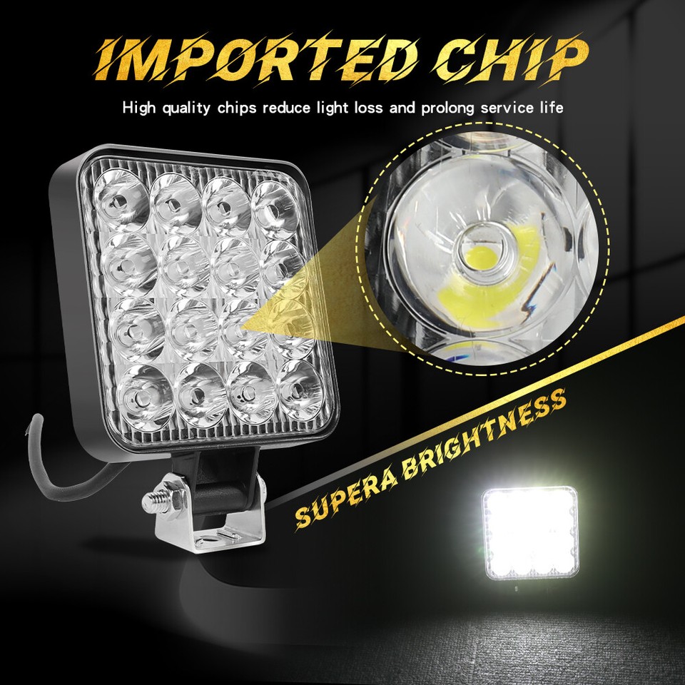 4Pcs Square LED Work Light Pods SPOT Lights For Truck Off Road 4X4 ...