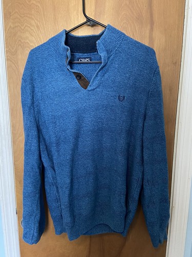 Chaps 1/4 Button up Sweater Men’s M Blue | eBay