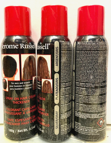 JEROME RUSSELL SILVER/ GRAY TEMPORARY SPRAY HAIR COLOR THICKENER 3.5 OZ ...