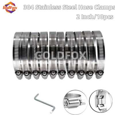 2 Inch Clamp Hose Adjustable 304 Stainless Steel Duct Clamp Worm Gear ...