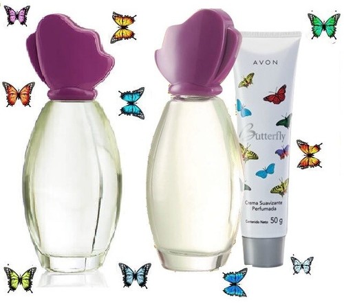 BUTTERFLY PERFUME DE AVON PARA DAMA SET 3 PZAS 2 perfumes 1 crema 100% ...
