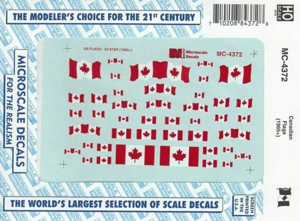 Microscale Decals MC 4372 Canadian Flags 1965 HO Scale 1/87 for sale ...