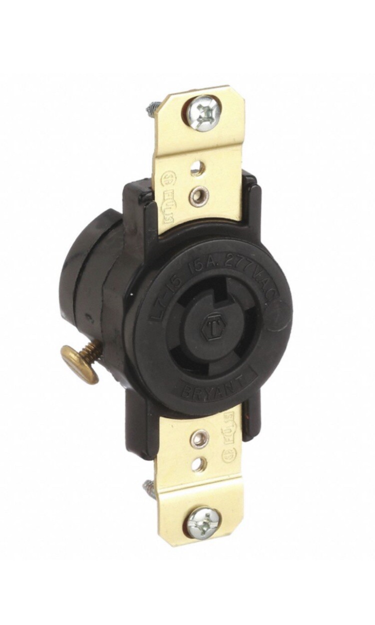 Bryant 4760 Locking Receptacle 15A 277V NEMA L7-15R Black New in ...