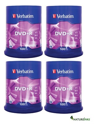400 Genuine Verbatim Blank DVD+R 16x 4.7GB DVD Non Printable Discs ...