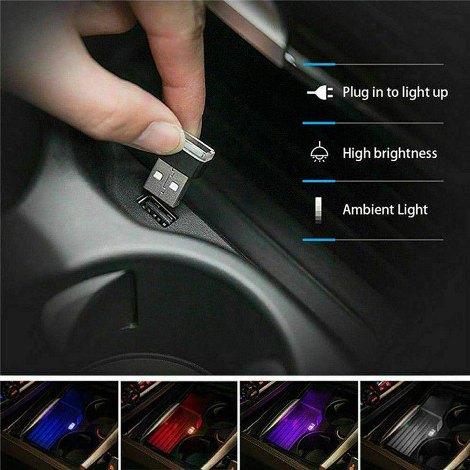 Mini USB LED Car Accessories Interior Light Neon Atmosphere Ambient ...