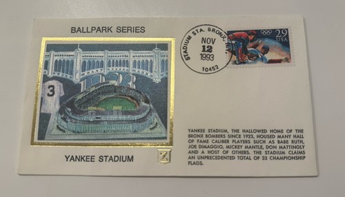 1993 NEW YORK NY Bronx YANKEE STADIUM BALLPARK STAMP MANTLE DiMAGGIO ...