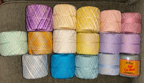 J&P Coats Mixed Lot of 16 Knit-Cro-Sheen Cotton Crochet Thread READ ...