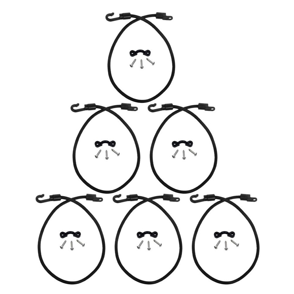 6pcs Boat Bungee Cord Tie-Down Kit - Kayak Deck Mount Elastic Rope ...