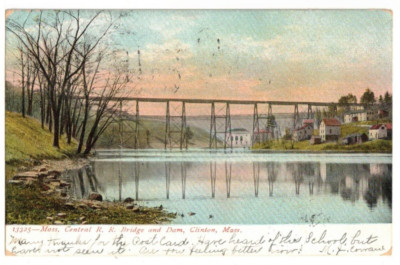 1907 UDB Postcard: Massachusetts Central Railroad Bridge & Dam ...