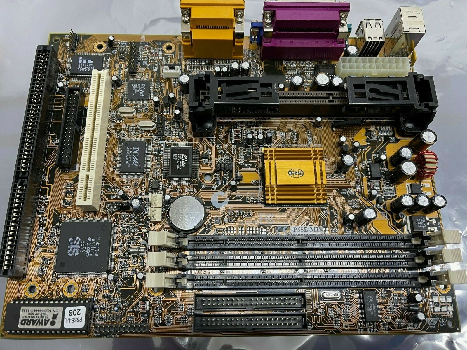 VINTAGE ECS P6SE-ML SIS 620/5595 SLOT 1 P2 P3 ATX MOTHERBOARD VGA SOUND ...