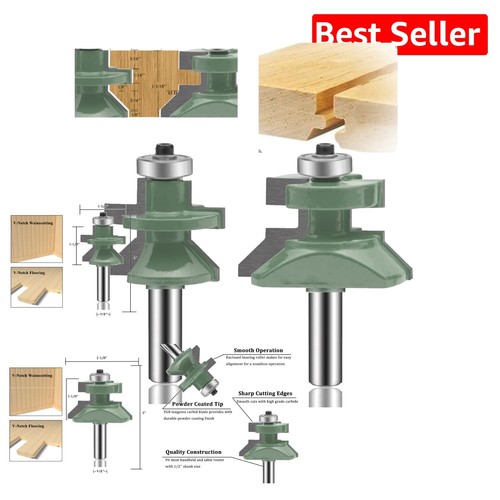Tongue and Groove Router Bit Set - 2 PCS 1/2-Inch Shank for Precision ...