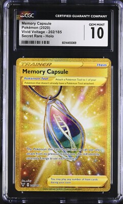 CGC 10 GEM MINT Memory Capsule 202/185 Vivid Voltage Secret Rare Holo ...