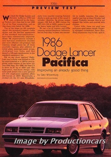 1986 Dodge Lancer Pacifica Original Car Review Report Print Article ...
