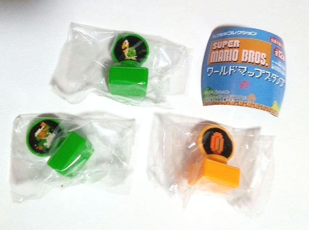 Super Mario Bros. World Map Stamp 3-Piece Set ②Luigi ⑤Coin ⑦Koopa ...