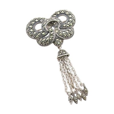 925 Sterling Silver Vintage Brooch Pin JUDITH JACK Marcasite Knot ...