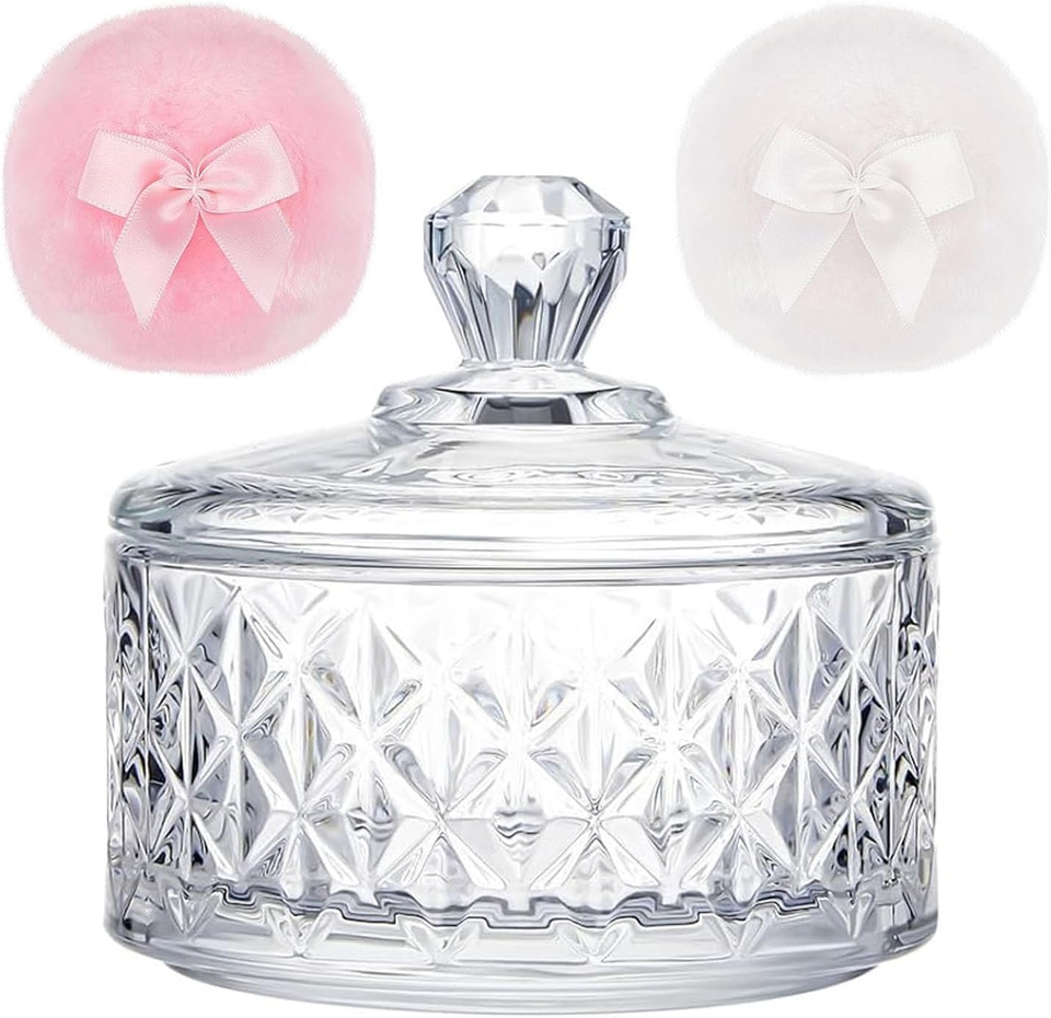 3 Pcs Face Body Powder Puff and Container -Powder Container with Puff ...