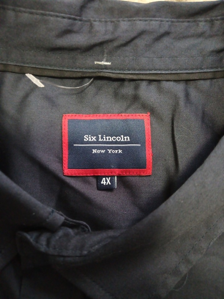 Six Lincoln New York Men's Shirt Size 4XL Long Sleeve Button Up Dark ...